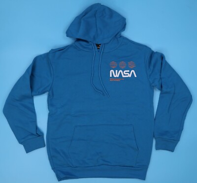 NASA Men's Hoodie Pullover Athletic Long Sleeves Sweatshirts L Blue. | eBay
