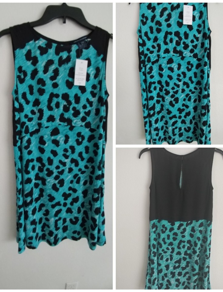 French Connection Tunic Leo Leopard 2 Dress Jersey Coloosa Blue Green ...
