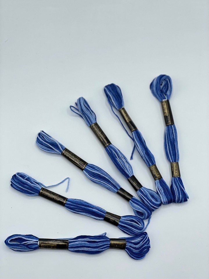 6 Skeins Trebla Embroidery Cross Stitch Thread '6 x 8 Metre Skeins' 100 ...