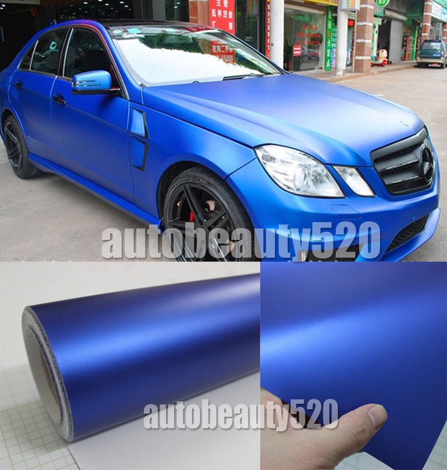 Entire Car Wrap Metallic Matte Chrome Blue Satin Vinyl Sticker - 50FT x ...