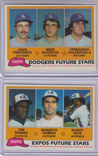 1981 TOPPS FERNANDO VALENZUELA & 1981 TOPPS TIM RAINES ROOKIE CARDS RC ...