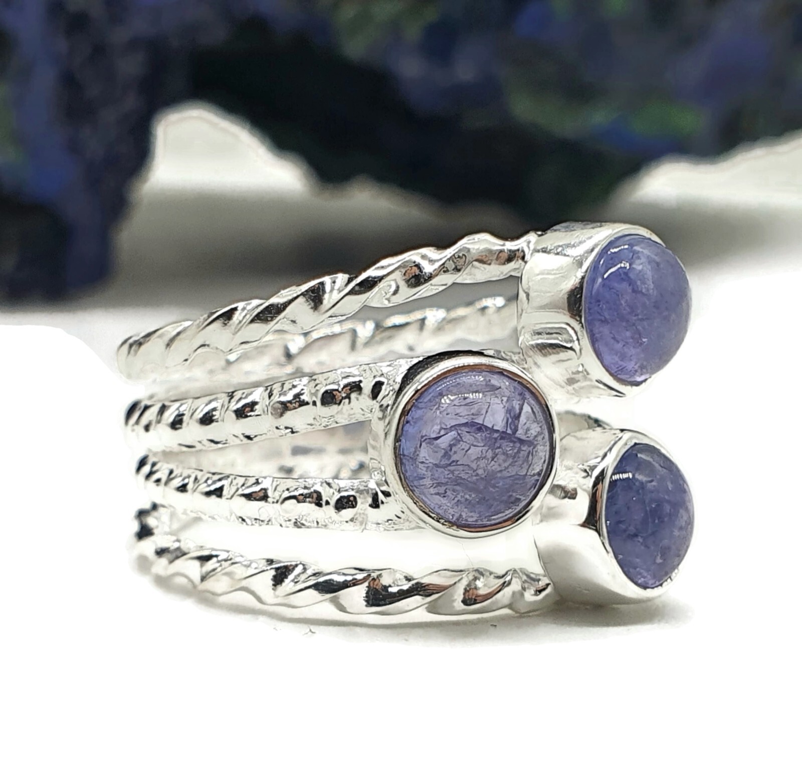 Tanzanite Ring, Size 8, Sterling Silver, Three Stone Ring, Psychic ...