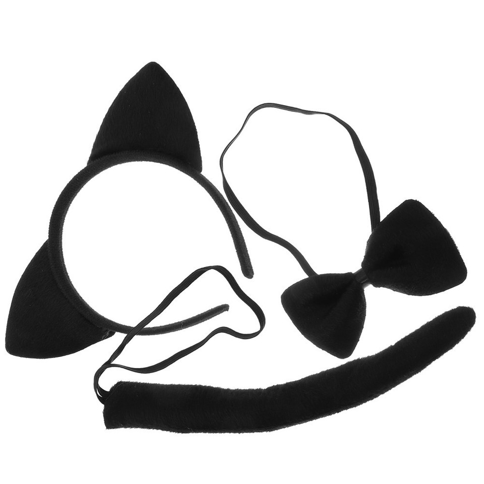 3Pcs Kids Cat Ears Headband Bow Ties Tail Set Party Cosplay Costume ...