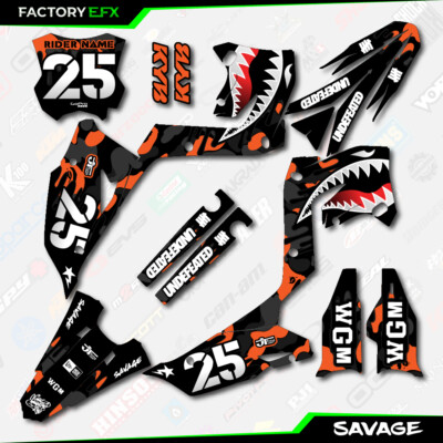 Restyle Black Orange Savage Racing Graphics Kit fit 03-08 Kawasaki ...