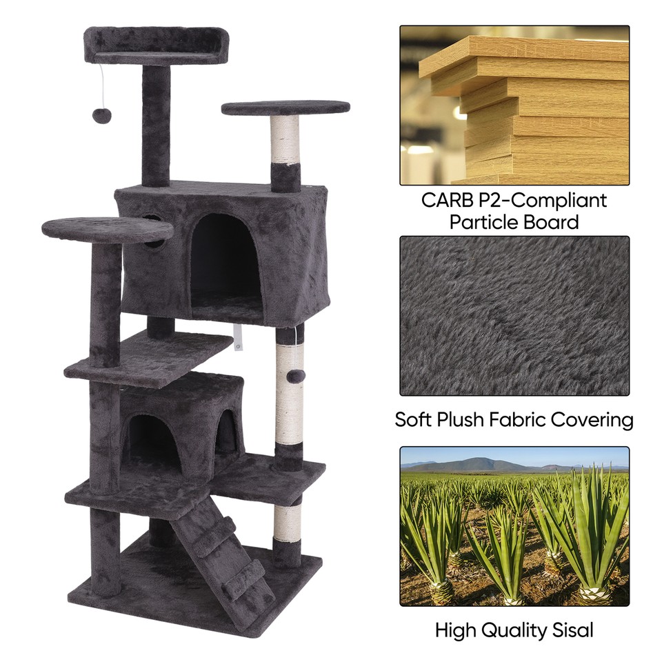 55" STURDY Cat Tree Tower Activity Center Large Playing House Condo For ...
