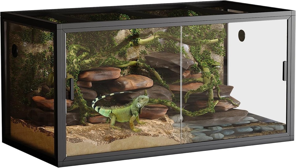 48"x24" Reptile Terrarium Glass Tank Aluminum Frame Top Ventilation ...