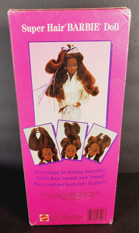 NEW 1986 Barbie Super Hair Barbie Doll African American Mattel # 3296 ...