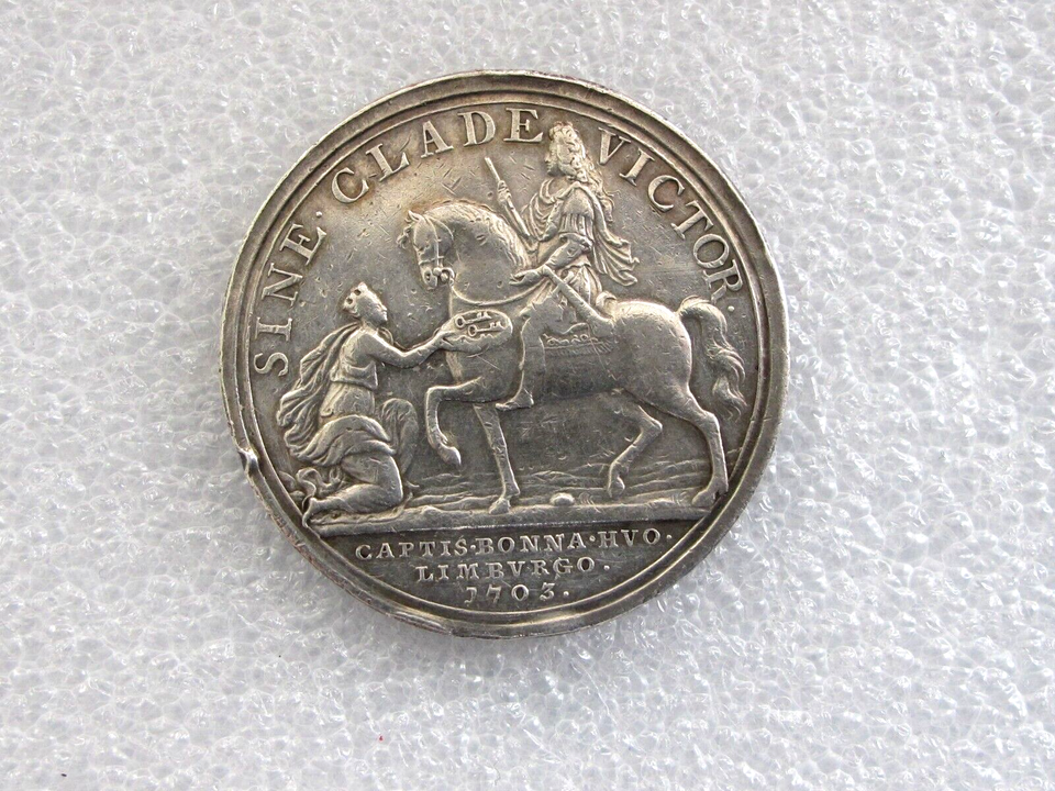 1703 England QUEEN ANNE Silver Medal by Croker The Spanish Succession ...