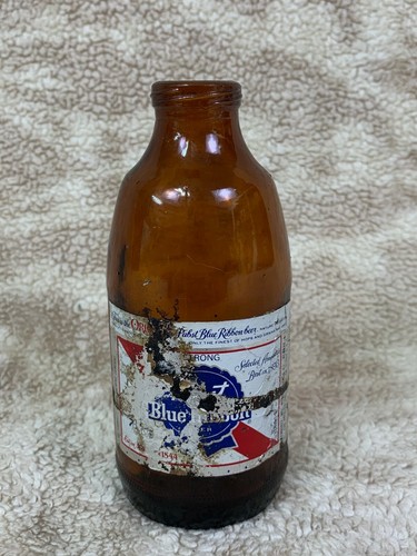 🍺🍺Vintage Pabst Blue Ribbon Stubby 12 Ounce Empty Vintage Beer Bottle ...