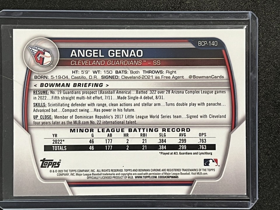 2023 Bowman Chrome 1st Bowman Angel Genao ATOMIC Refractor BCP-140 ...