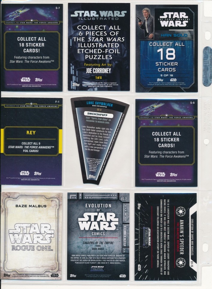 Topps Star Wars Mixed Series Insert Chase Card Lot (9) cards #61 | eBay