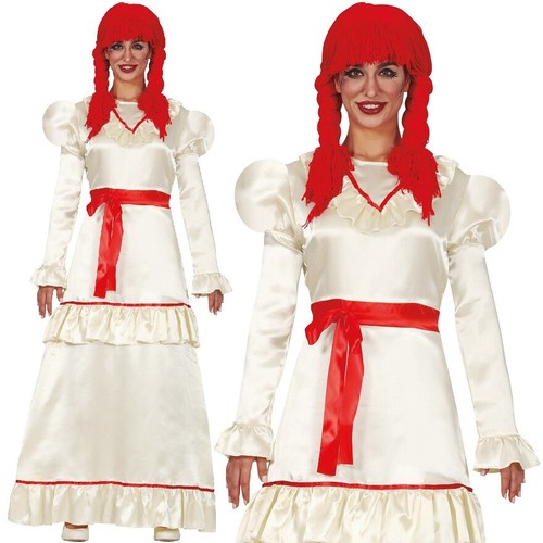 Ladies Halloween Possessed Doll Fancy Dress Costume Annabelle Type ...