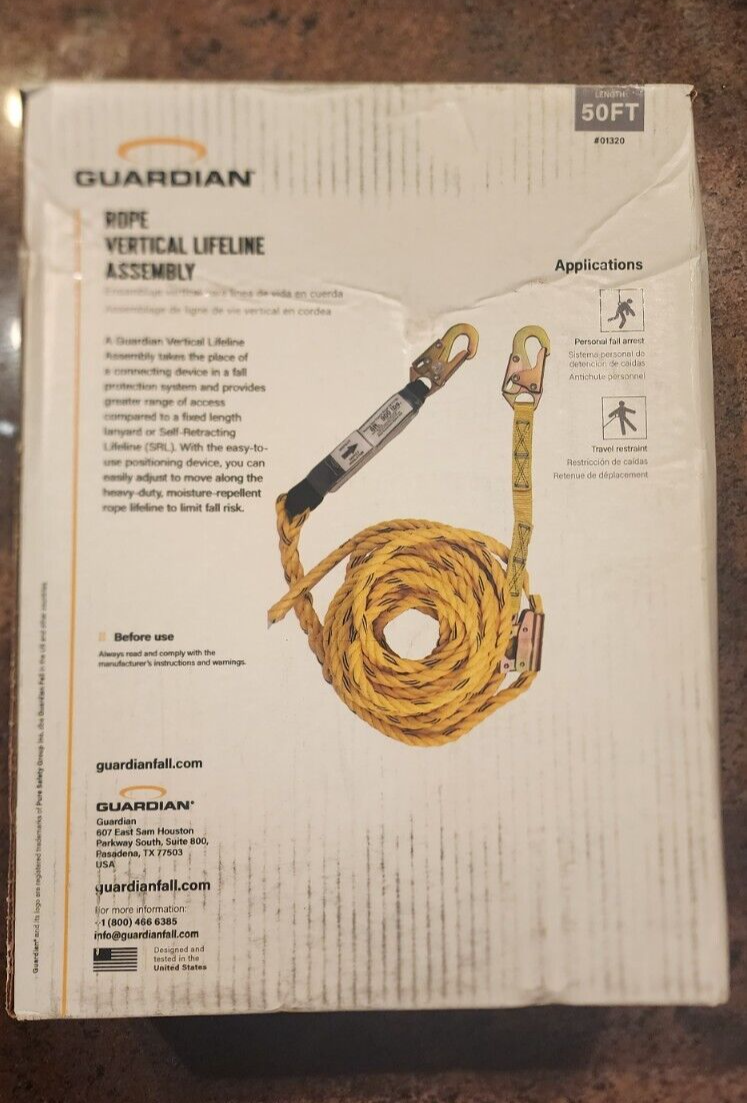 Guardian 01320 VLA-50 Poly Steel 50-Foot Vertical Lifeline Assembly | eBay