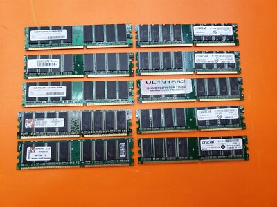 ⭐️⭐️⭐️⭐️⭐️ Lot of 10 Assorted Desktop 1GB PC-2700 (DDR-333) RAM Memory ...