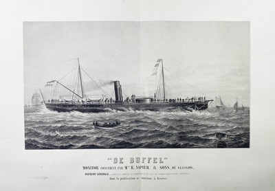 HNLMS Buffel Ship Glasgow Scotland Steamship Marine Lithograph 1870 | eBay