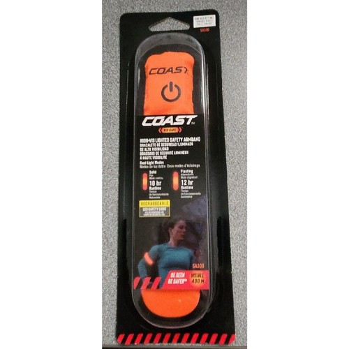 COAST 30494 SA300 High-Vis RECHARGEABLE Lighted Safety Armband ORANGE ...