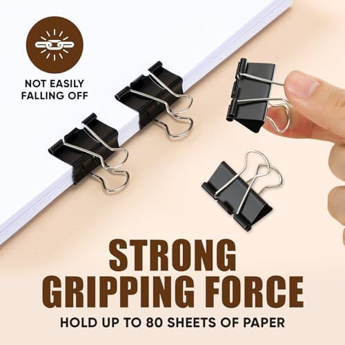 Binder Clips, 48 Pcs Medium Binder Clips, Black Binder Clips Medium, 1. ...