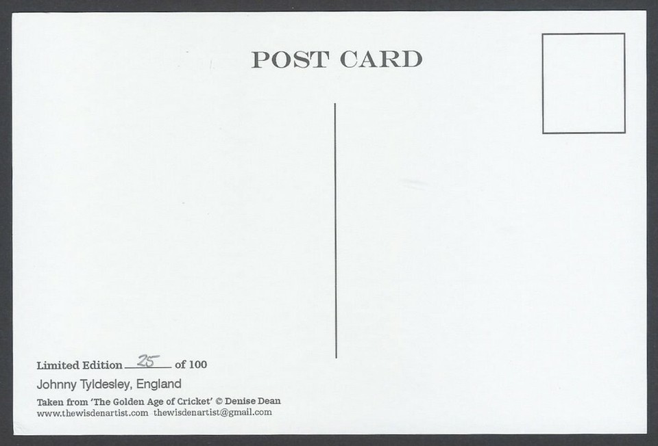 AOP CRICKET limited edition (100) Wisden artist D.Dean postcard JOHNNY ...