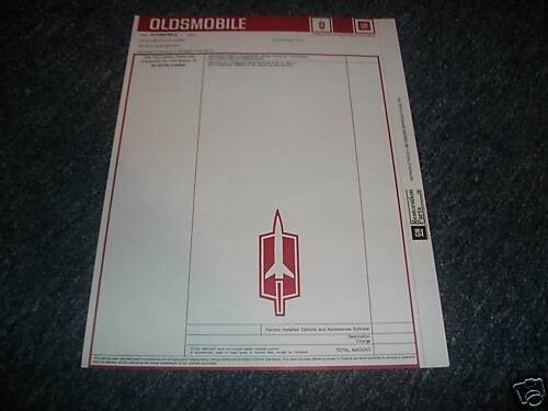 1976 OLDSMOBILE CUTLASS TORONADO 98 WINDOW STICKER | eBay