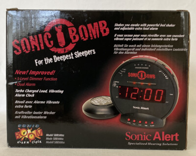 SONIC BOMB ALARM CLOCK Extra Loud with Vibrating Bed Shaker 113dB NEW ...