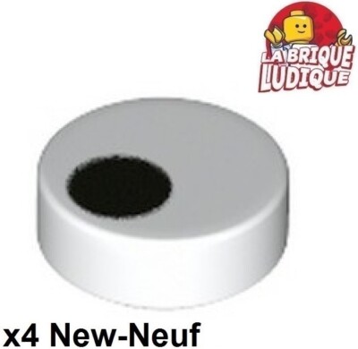 Lego 4x Tile round decorated 1x1 petit oeil yeux eye pupil noir/black ...