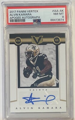 Alvin Kamara Rookie 3/99 2017 Panini Vertex Apogee Autograph #AA-AK PSA ...