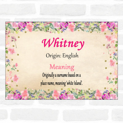 Whitney Name Meaning Floral Certificate | eBay UK