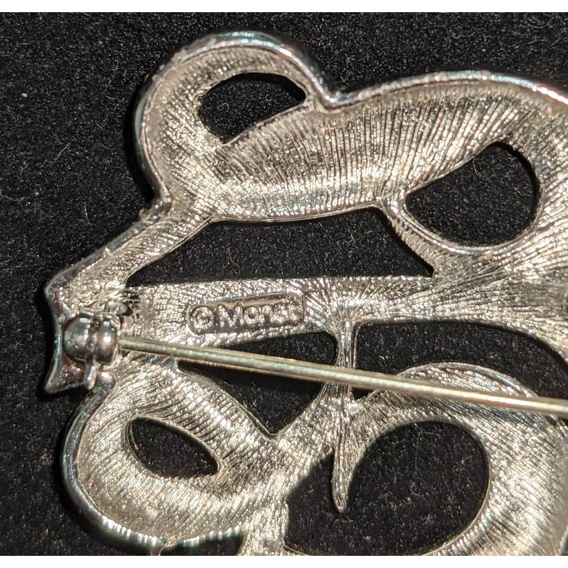 Monet Vintage Silver Color Scroll Script Brooch Curli… - Gem