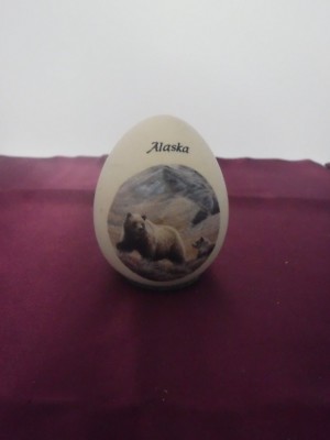 Womack's Collectibles Alaska Egg with Grizzly Bear and State Flower ...
