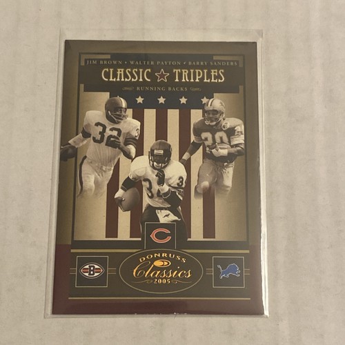 2005 Donruss Classics Jim Brown + Barry Sanders + Walter Payton Triples ...