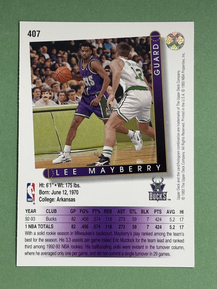 Lee Mayberry 1993-94 Upper Deck Milwaukee Bucks #407 Q916 | eBay