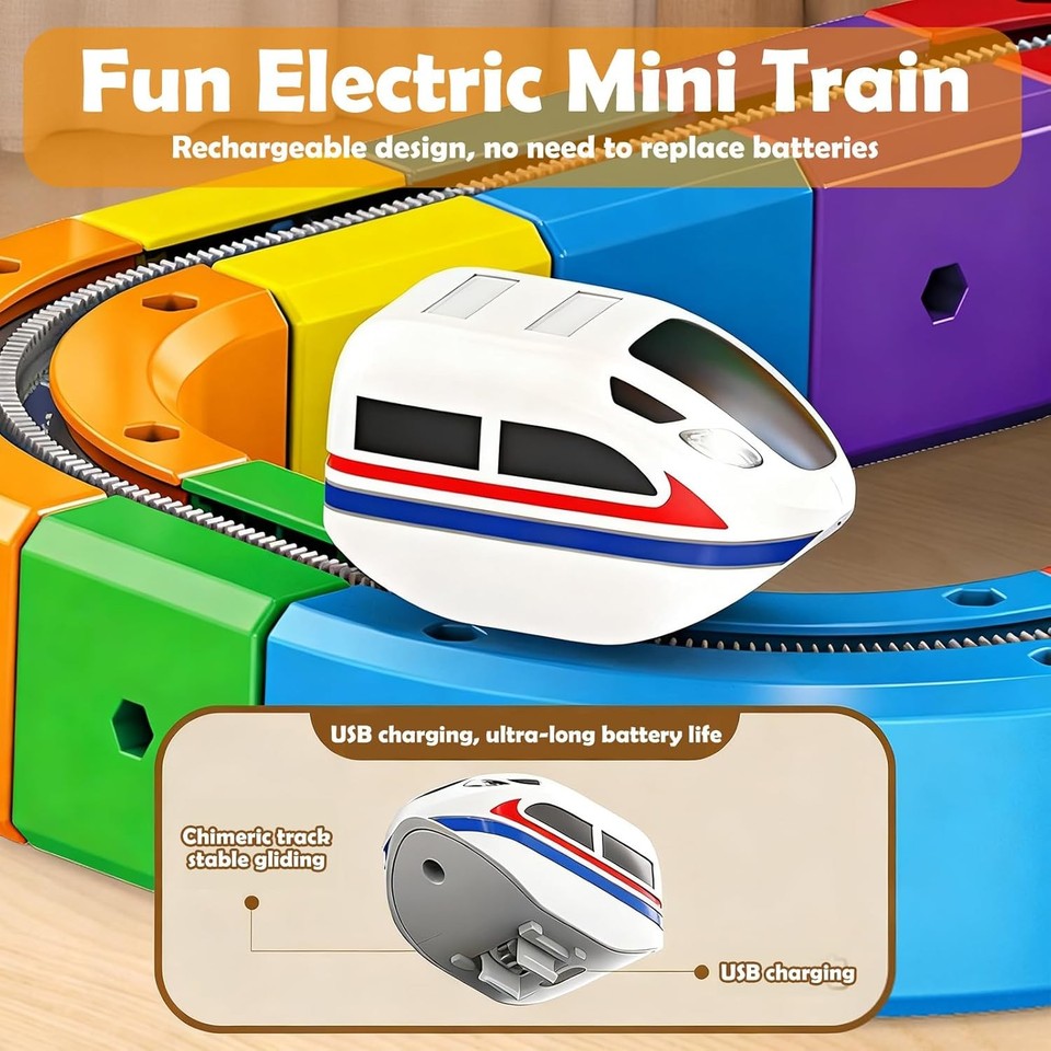 Clickrail Electric Train Set, Flexible Race Track, 3D Embedded Layouts ...
