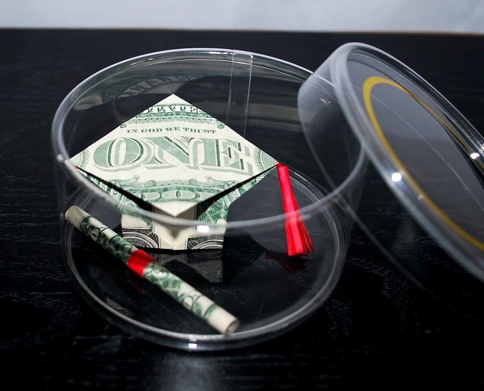 Money Origami Graduation Cap Diploma Real US Dollar $1 bills Novelty ...