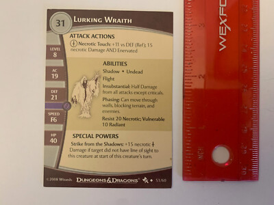 D&D Minis - Lurking Wraith - CARD ONLY - Against the Giants 51/60 ...