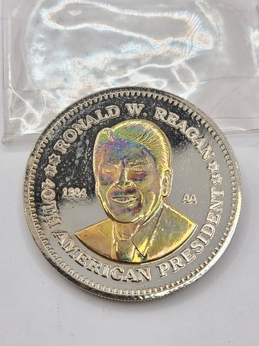 1984 Ronald W Reagan 40th President Double Eagle Silver Plated Burnt ...