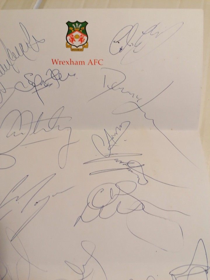 Wrexham AFC Squad Genuine Autographs on Official Club Sheet Rare ...