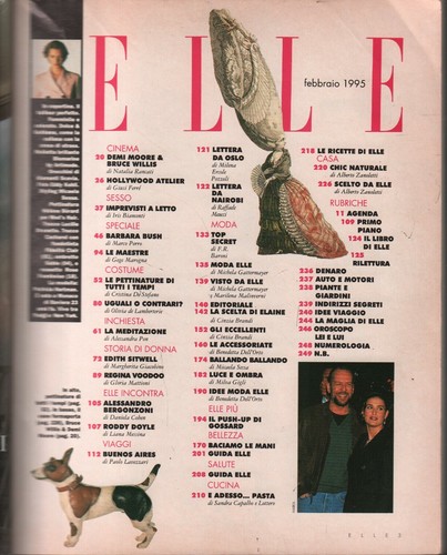 Elle Italian Fashion Magazine February 1995 Demi Moore Bruce Willis ...