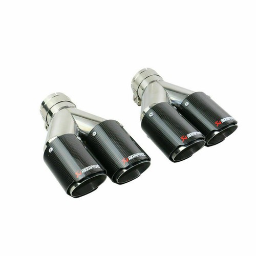 Pair For Akrapovic Carbon Fiber Exhaust Tip Dual Pipe ID:2.5" 63mm OD:3 ...