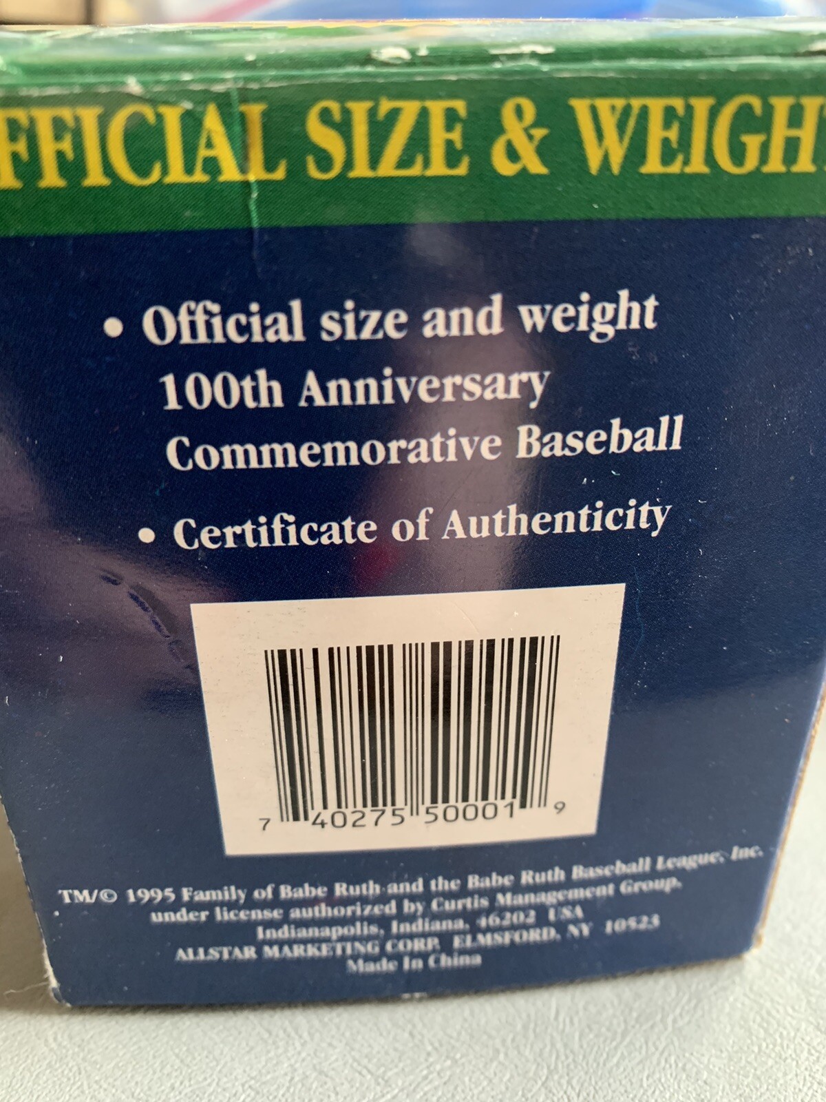 1995 Babe Ruth 100th Anniversary Commemorative Edition Baseball with ...