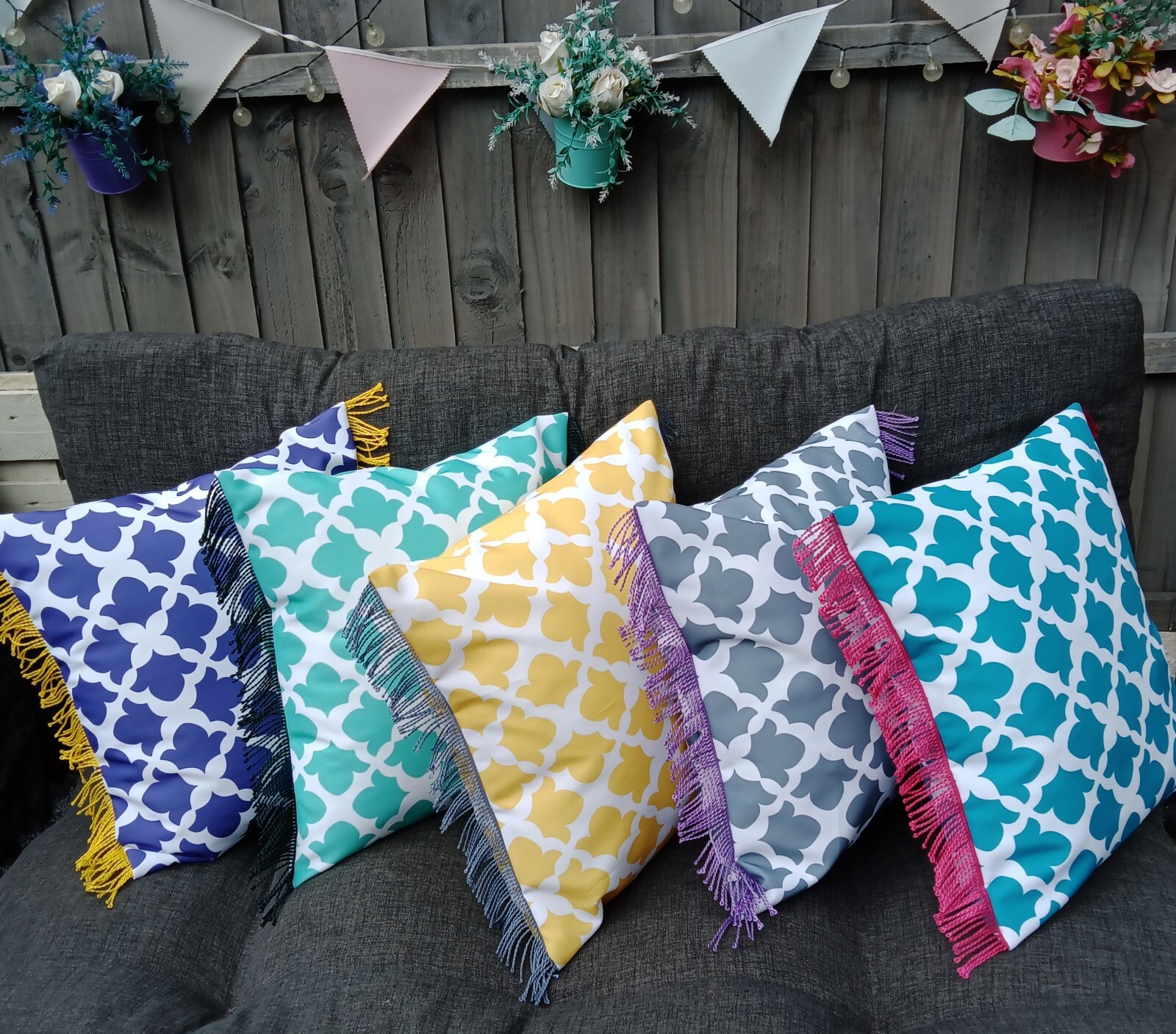 Waterproof Outdoor garden Scatter Cushion Tassel Fringe Bright Moroccan Boho | eBay