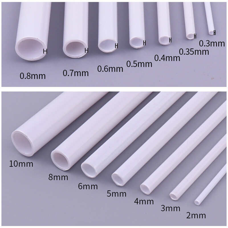 White ABS Plastic Round Tube Pipe Strip 250mm Long House Models RC DIY ...
