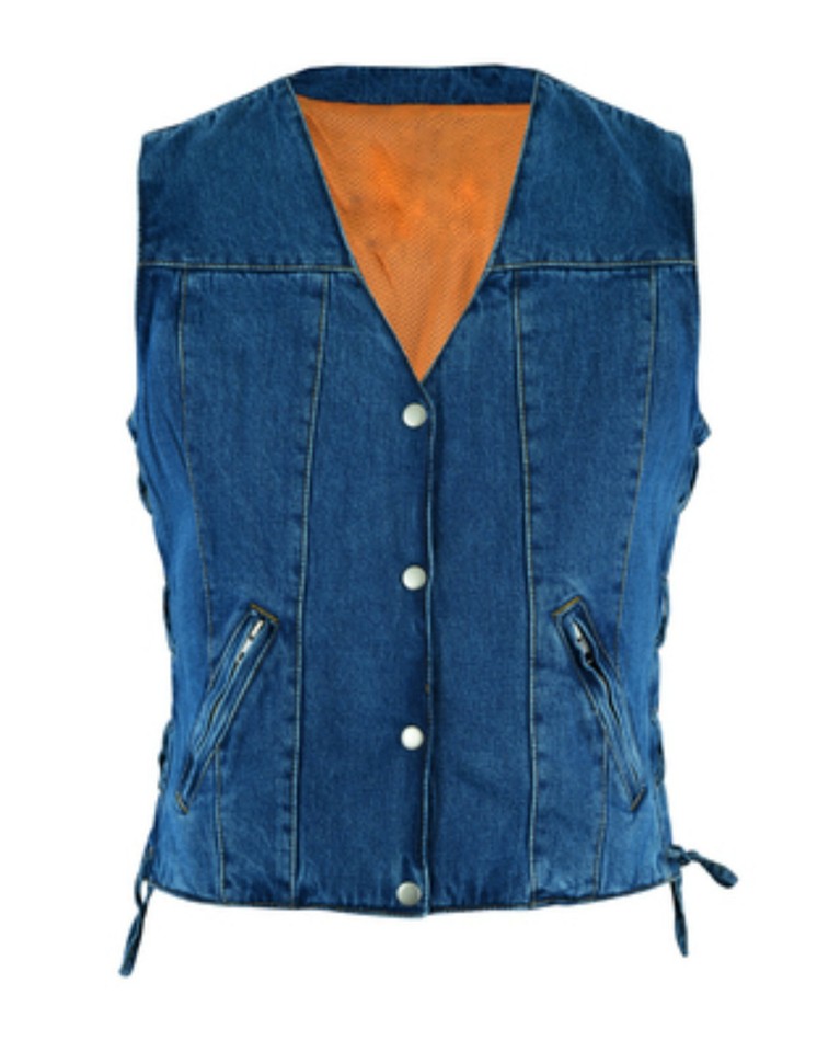 Ladies Side Laced Blue Denim Biker Style Motorcycle Concealed Carry ...