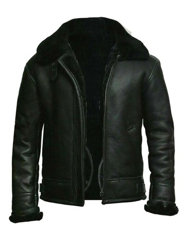 MEN'S B1 RAF AVIATOR PILOT FLYING FAUX FUR BOMBER REAL SHEEPSKIN ...