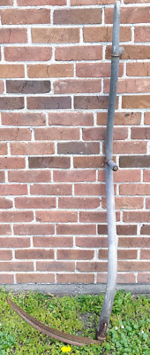 Antique Scythe 61" Wood Curved Snath Handle 20" Blade Grim Reaper ...