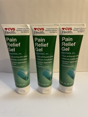 CVS Pain Relief Menthol 4% Gel, 3 OZ (Lot of 3) - Exp: 05/2027 | eBay
