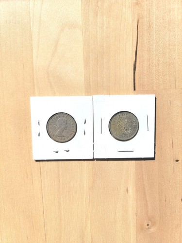 1955 & 1958 Dei Gratia Regina Elizabeth II Fid Def One Shilling Coins ...