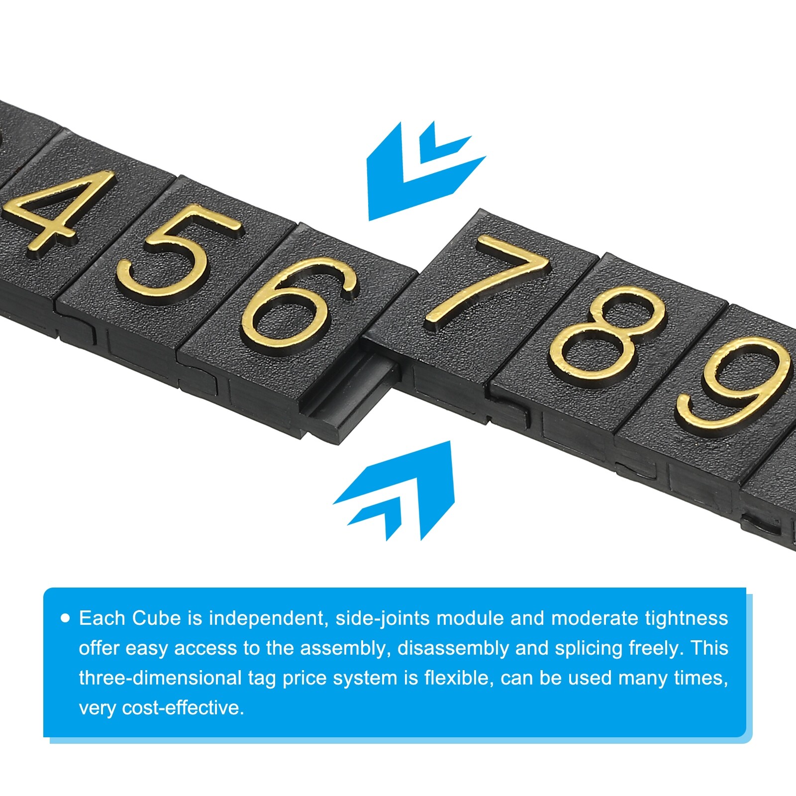 Réglable Amovible Cube Prix Étiquette Affichage Numéro Lettre Doré Noir ...