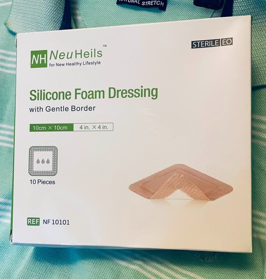 NeuHeils Silicone Foam Dressing with Gentle Border 4''x4'', 10 Pack for ...