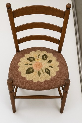 Set 4- Vintage Hooked Rug Chair Pads Floral Round Mats Primitive Folk ...