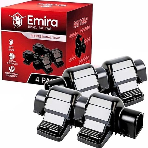 Efficiency Rat Mouse Trap Device 4 Pack- Covered Tunnel Design Safe ...